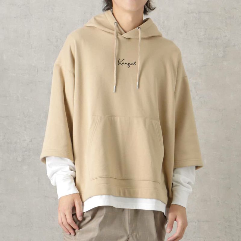KANGOL バンダナボックスロゴフェイクレイヤードパーカー メンズ KANGOL バンダナボックスロゴフェイクレイヤードパーカー メンズ